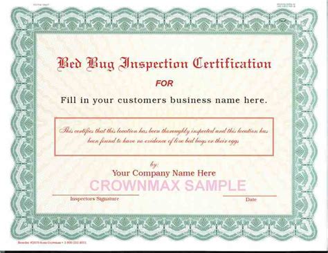 2670 Bed Bug Certificate