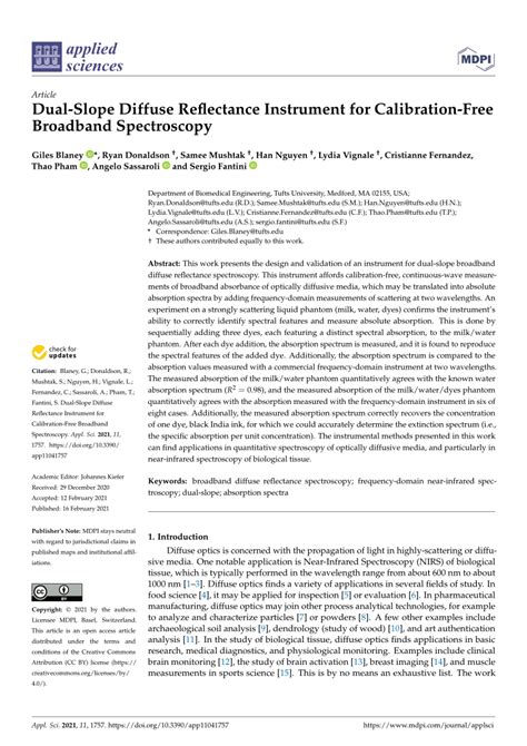 Pdf Dual Slope Diffuse Reflectance Instrument For Calibration Free Broadband Spectroscopy