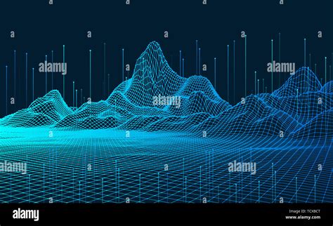 Abstract Three Dimensional Digital Terrain Of Big Data Concept