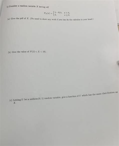 Solved Consider A Random Variable X Having Cdf Fx Ex X Chegg