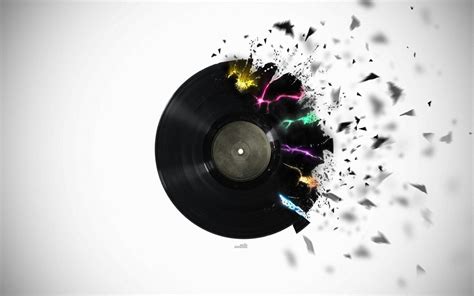 Exploding Record Colors Exploding Fun Music Tunes White Hd Wallpaper