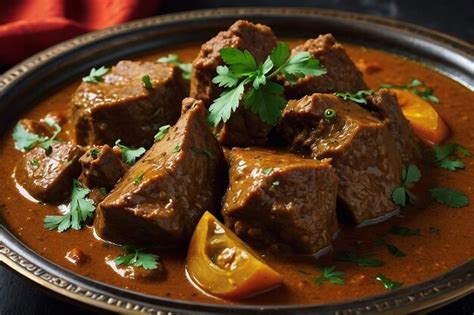 Mutton Curry With Fresh Herb Garnish Premium AI Generated Image