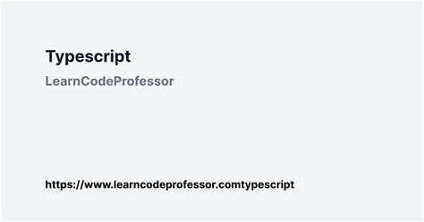 Typescript Learncodeprofessor