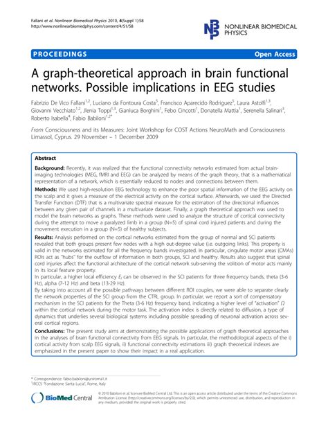 Pdf A Graph Theoretical Approach In Brain Functional Networks