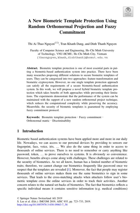 Pdf A New Biometric Template Protection Using Random Orthonormal Projection And Fuzzy Commitment