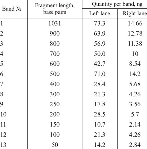 DNA Fragment Size And Quantities In Gel Download Table