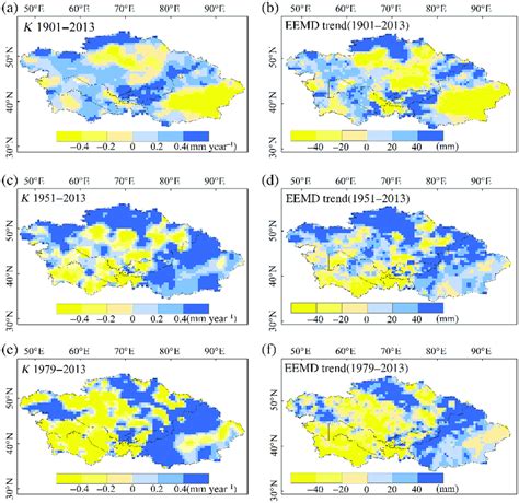 Spatial Distribution Of Linear Trend A C And E Left Panel And