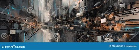 Futuristic Sci Fi Inspired Collage Featuring Abstract Shapes Circuit