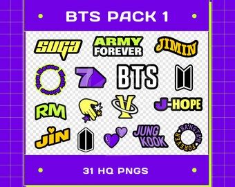 Bts Stickers Pack Kpop Army Logo Decals Digital Download Etsy