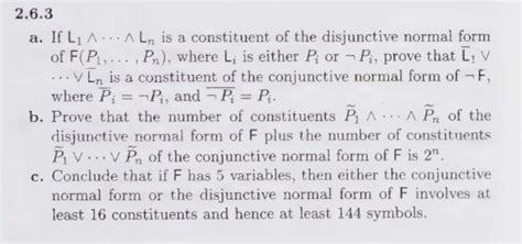 solved a if l1∧⋯∧ln is a constituent of the disjunctive