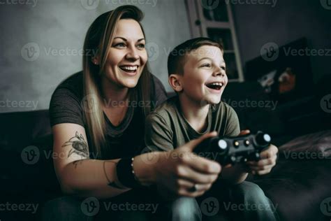 Ai Generated Mother Son Games Together Generate Ai Stock Photo At Vecteezy