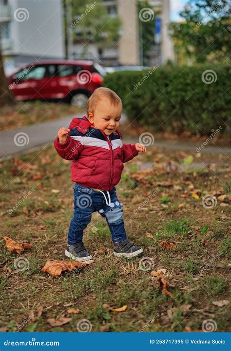 Little Boy Taking His First Steps Stock Image Image Of Portrait