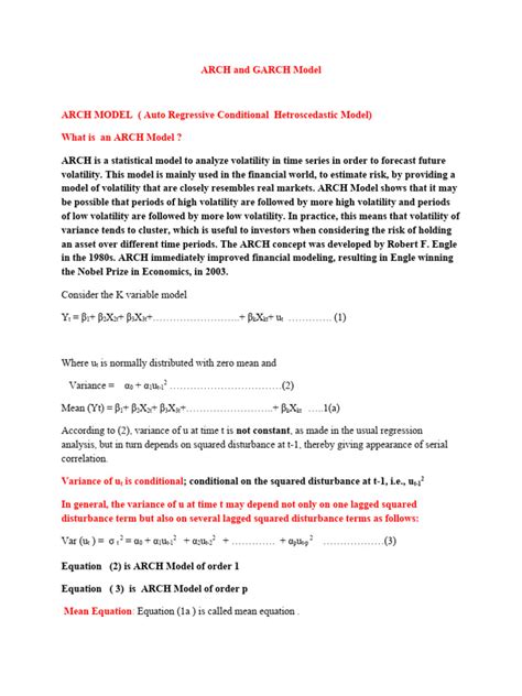 Write Up On A Rch And Garch Model Pdf Errors And Residuals Variance