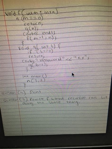 solved void f int m int n n m 0 return g n