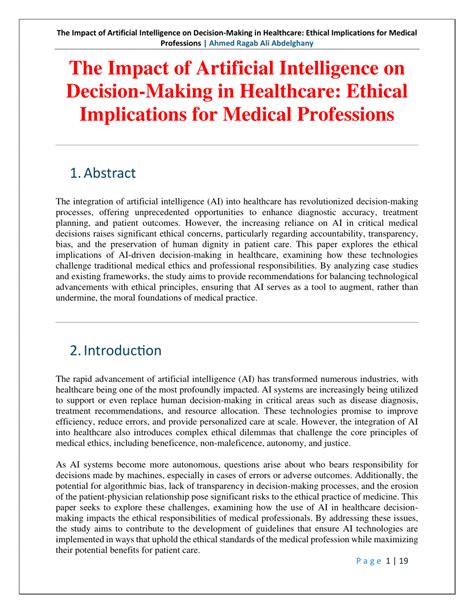 Pdf The Impact Of Artificial Intelligence On Decision Making In Healthcare Ethical
