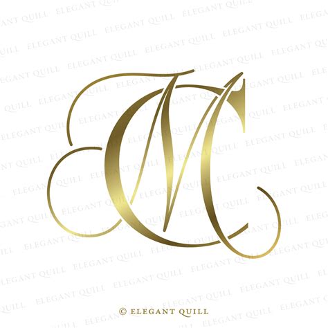 2 Letter Logo Design Mc Initials Elegant Quill