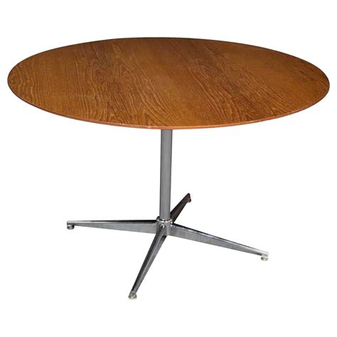 Midcentury Round Teak Dining Table With Hidden Leaf At StDibs