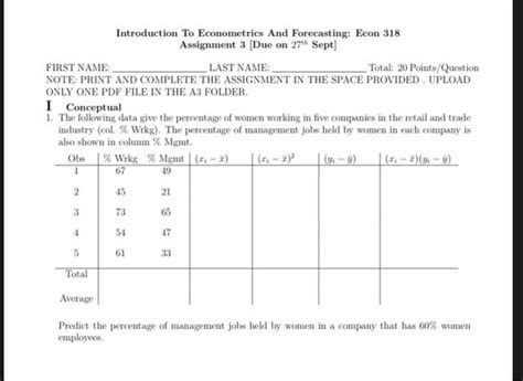 Solved Introduction To Econometrics And Forecasting Econ