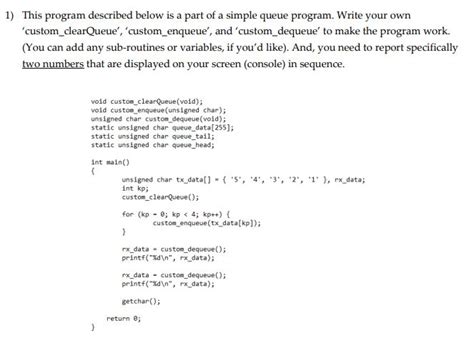 Solved 1 This Program Described Below Is A Part Of A Simple