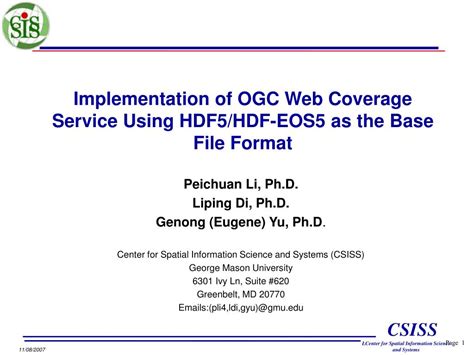 Ppt Implementation Of Ogc Web Coverage Service Using Hdf5hdf Eos5 As The Base File Format
