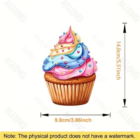 앨런지 만화 컵케이크 비닐 데칼 파스텔 컬러 다이 컷 자체 접착 일회용 불규칙한 모양 유리 및 금속 표면 자 Temu