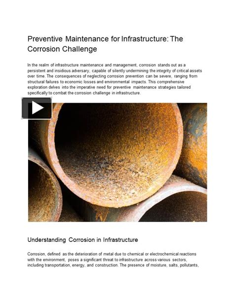 Preventive Maintenance For Infrastructure The Corrosion Challenge 1