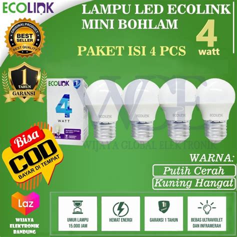 [ Bisa Cod ] Paket Isi 4 Pcs Lampu Led Bohlam Ecolink Bulb Mini 4w