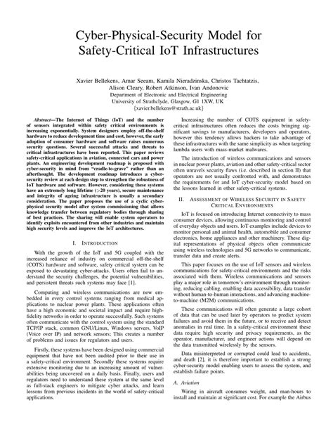 PDF Cyber Physical Security Model For Safety Critical IoT Infrastructure