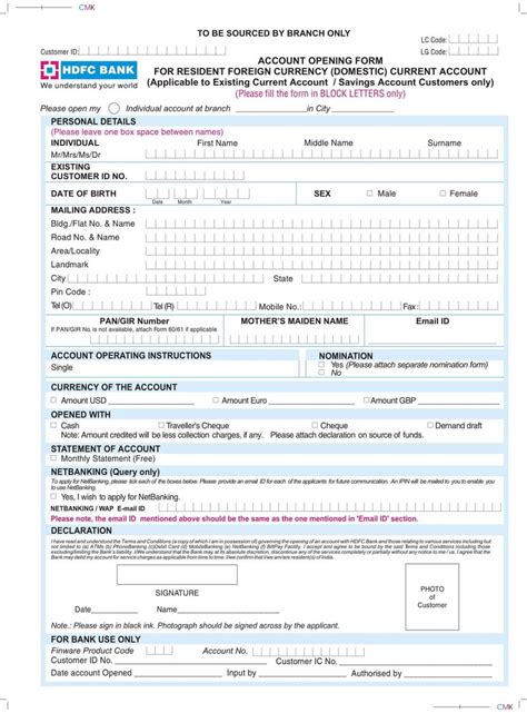 Hdfc Bank Customer Request Form For Opening Conversion To A Collection Account Download In Pdf