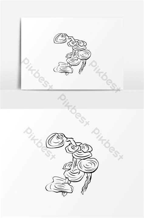Cartoon Drawing Ganoderma Lucidum Line Drawing Elements Png Images