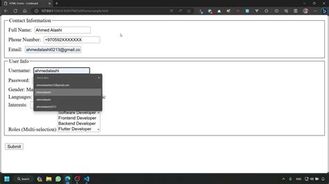 25 Web Programming 1 Lab 025 Fieldset Searchable Drop Down