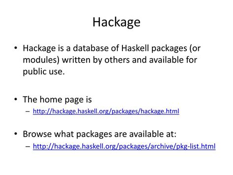 PPT Using Cabal And The Hackage Package Database PowerPoint Presentation ID 2818874