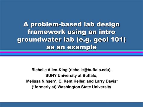ppt a problem based lab design framework using an intro groundwater