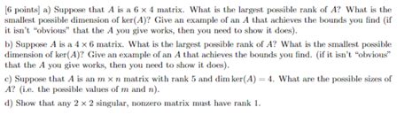 Solved 6 Points A Suppose That A Is A 6 X 4 Matrix What