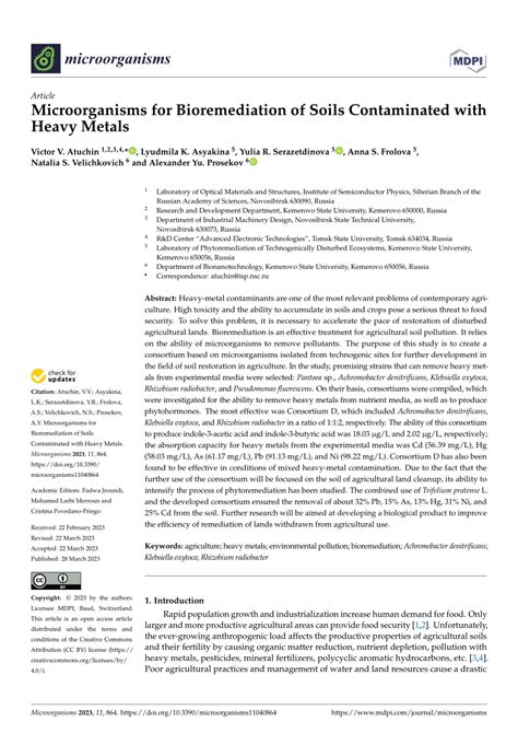 Pdf Microorganisms For Bioremediation Of Soils Contaminated With
