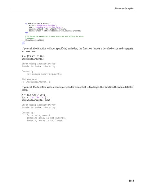 Matlab Prog If Any Size Idx Size A ErrID MYFUN IncorrectSize