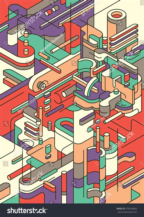 Abstract Background Design Made Various Isometric Stock Vector Royalty Free