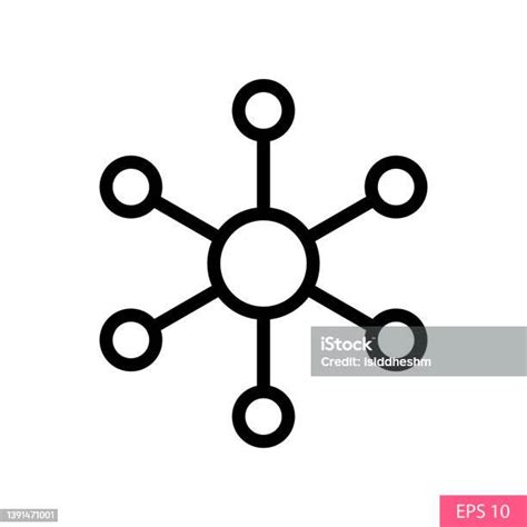 허브 및 스포크 네트워크 연결 웹 사이트 디자인 앱 ui를위한 라인 스타일 디자인의 중앙 데이터베이스 벡터 아이콘 흰색 배경에
