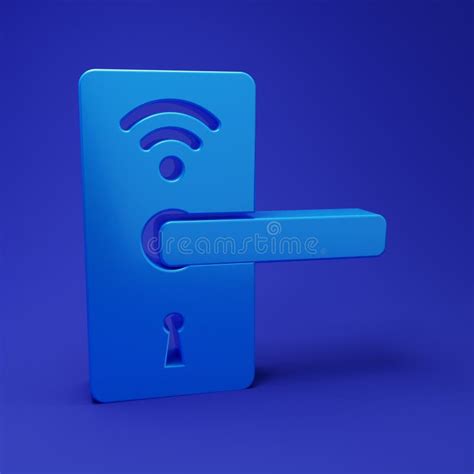 Blue Digital Door Lock With Wireless Technology For Unlock Icon Isolated On Blue Background