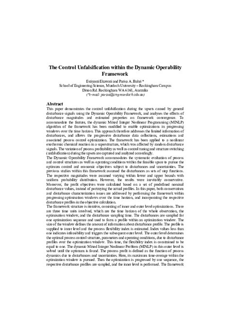 Pdf The Control Unfalsification Within The Dynamic Operability