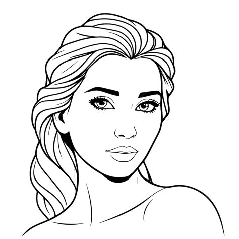 Elsa Vector Line Art Illustration Premium Ai Generated Vector