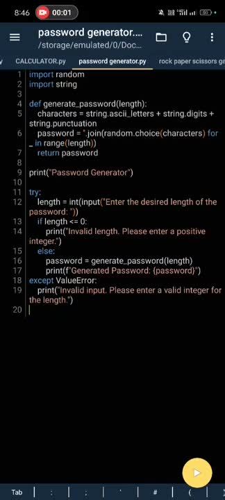 how to generate different password using python code abhishek singh
