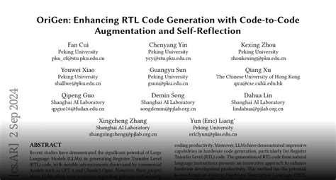 Paper Page Origenenhancing Rtl Code Generation With Code To Code Augmentation And Self Reflection