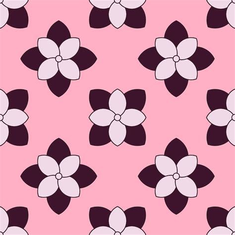 웹 사이트 섬유 래퍼 바탕 화면에 대 한 분홍색 배경에 어두운 꽃의 벡터 원활한 패턴 프리미엄 벡터