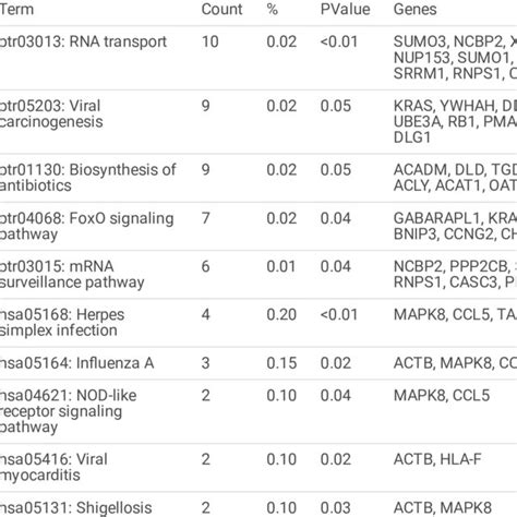 Kegg Pathway Analysis Of Differentially Expressed Genes In Transplant