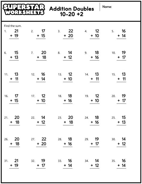 Addition Doubles Worksheets Superstar Worksheets Worksheets Library