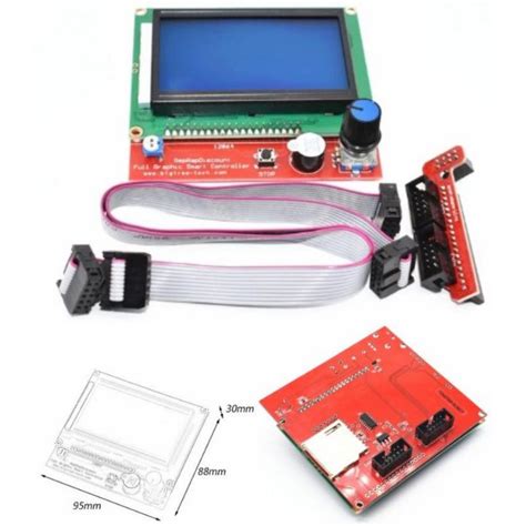 Ramps 1 4 Reprap Lcd 12864 3d Printer Graphic Smart Display Controller Module With Adapter
