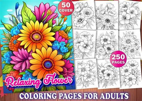250 Relaxing Flower Coloring Pages Adult Graphic By Play Zone