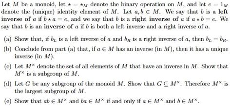 Solved Let M Be A Monoid Let M Denote The Binary