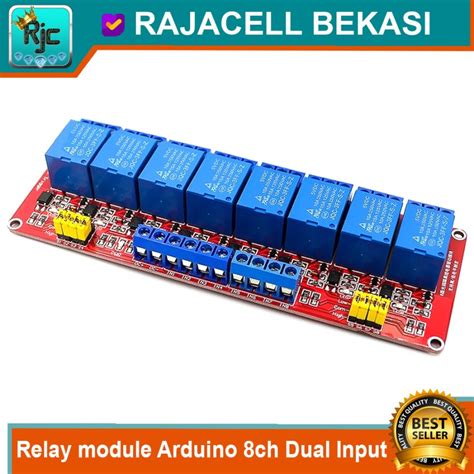 jual relay module arduino 8ch dual input bisa high dan low active